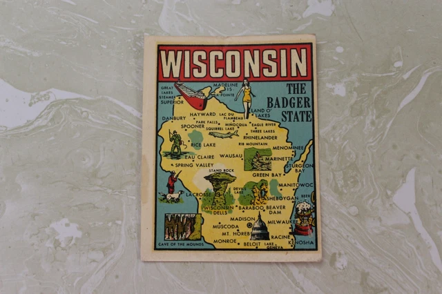 VINTAGE UNUSED DECAL From Wisconsin, The Badger State $9.95 - PicClick
