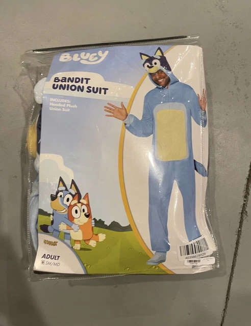RARE LUDO STUDIOS Bluey Spirit Halloween Adult Bandit Union Suit S/M ...