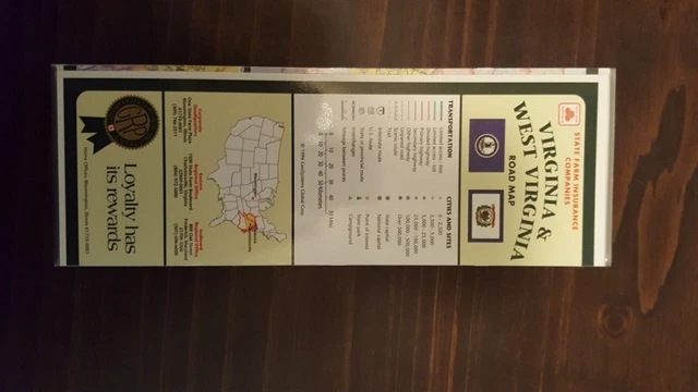 STATE FARM VIRGINIA And West Road Map Rare Laminated Collectible 1996 ...