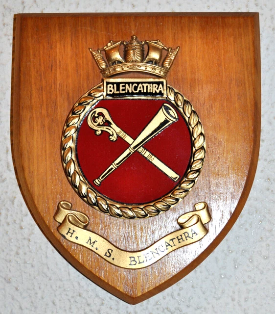 VINTAGE HMS BLENCARTHA wall shield plaque crest Royal Navy RN £32.00 ...