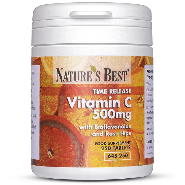 VITAMIN C 500MG - High Strength Longer Acting - 250 Vegan Tablets ...