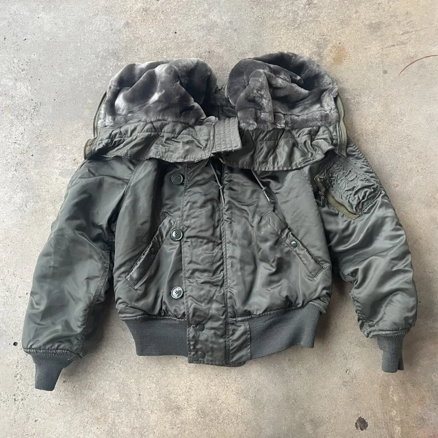 VTG 70S US Air Force N-2B Flying Jacket Heavy Attached Hood Mens MD ...