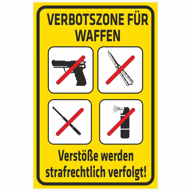 SCHILD - WAFFEN verboten - mit vier Verbotszeichen - KPI-0403 EUR 5,99 ...