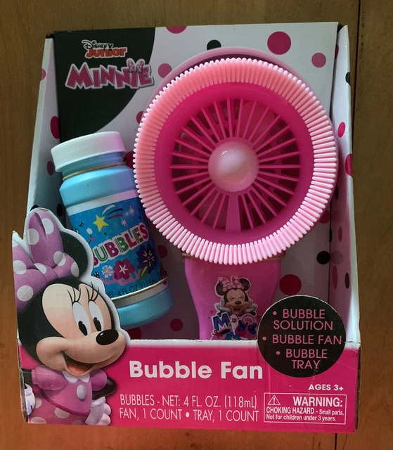 DISNEY JUNIOR MINNIE Mouse Bubble Fan Electric Bubble Maker Ages 3+ (VS ...