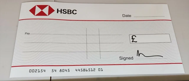 LARGE BLANK CHEQUE With Bank Logo for Charity - Presentation (Single ...