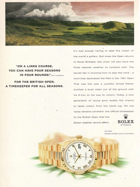 ROLEX MONTRE OYSTER Perpetual Day-Date British Open Golf Publicité 1998 ...