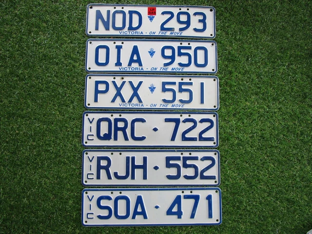 VICTORIA AUSTRALIA MINI Run Of 6 Slimline Number Plates N-S $20.00 ...