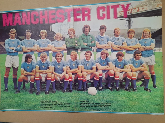 MANCHESTER CITY 1974 SIGNED TEAM x 10 Bell Corrigan Doyle Clarke Booth ...