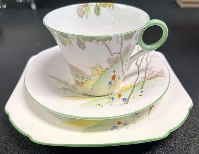 VINTAGE SHELLEY ART Deco Tea Cup, Saucer & Plate Trio Floral ...