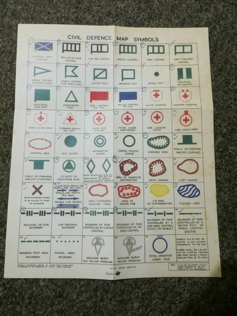 COLD WAR CIVIL Defence Map Symbols Poster £15.00 - PicClick UK