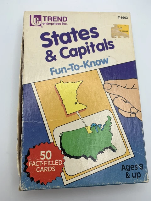 TREND STATES & Capitals Learning Flash Cards 50 States Vintage 1987 ...