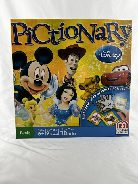 DISNEY PICTIONARY GAME Family Board Games Mattel COMPLETE *no ...