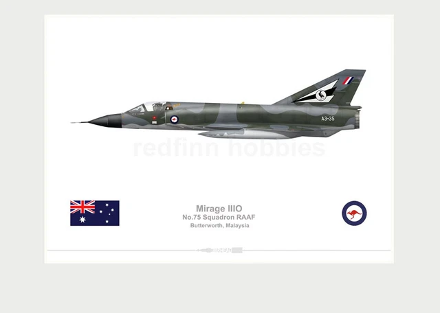 WARHEAD ILLUSTRATED MIRAGE IIIO 75 Sqn RAAF A3-35 Aircraft Print ...