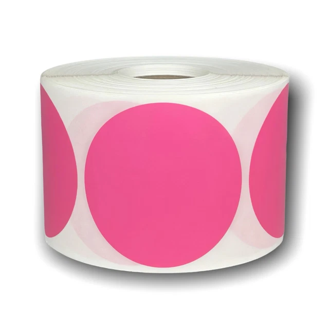 ZEBRA ROLLO 2& Round Pink Direct Thermal Labels Self-Adhesive Stickers ...