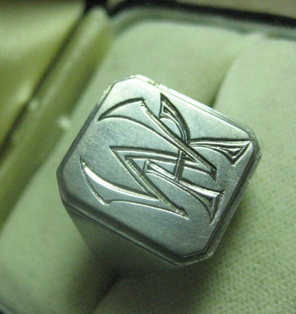 BAUHAUS SILBER SIEGELRING Sigelring Initialen WK KW signet Edelstahl ...