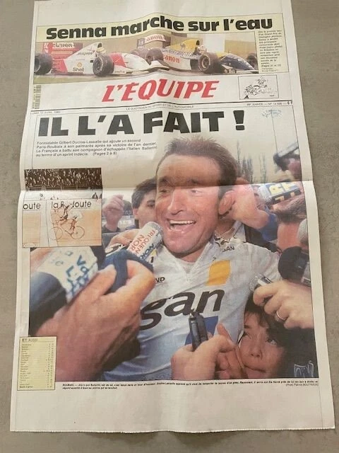 LEQUIPE RÉÉDITION DE la UNE DU 12 AVRIL 1993 DUCLOS LASSALLE 1° PARIS ...