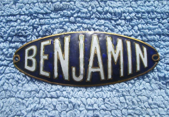 VINTAGE 1920S BENJAMIN CAR RADIATOR BADGE~FRENCH PRE WAR ENAMEL AUTO ...