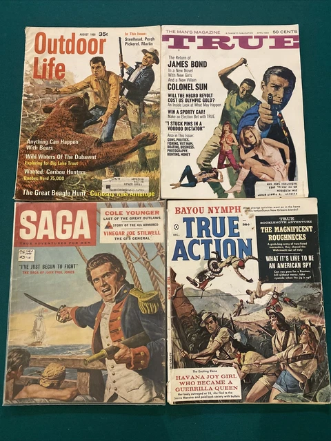 LOT OF 4 Vintage Magazines 50s and 60s Saga, True, True Action, Outdoor ...