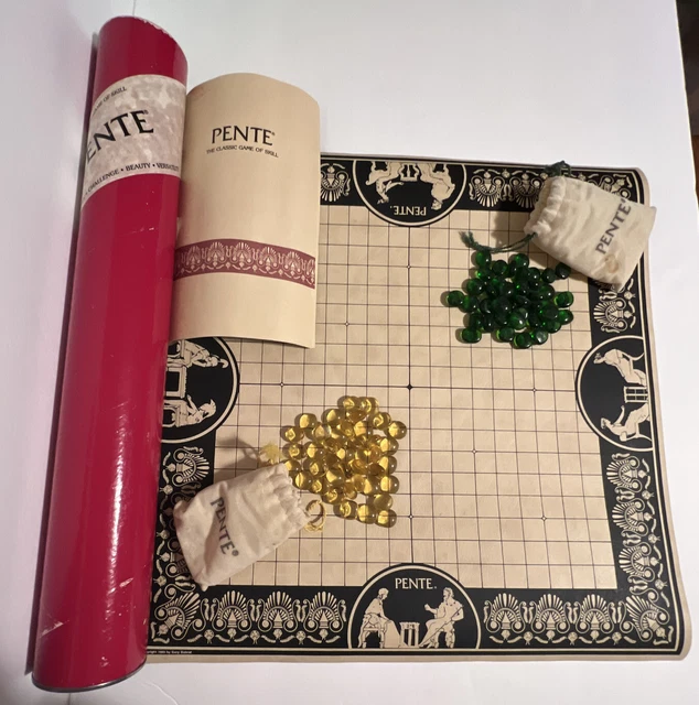 VINTAGE PENTE GAME / Gabrel 1981 / Red Tube / Green & Yellow Pieces ...