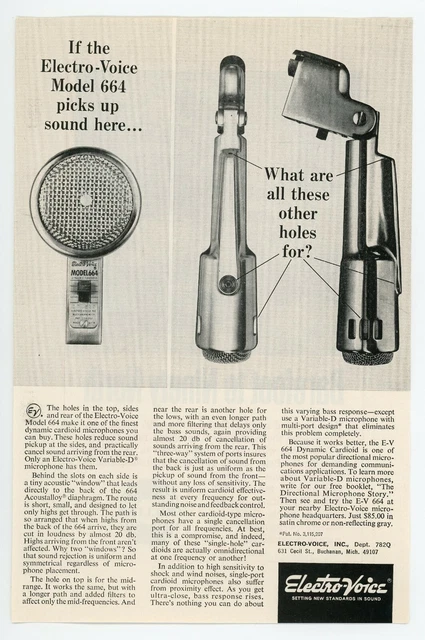 QST HAM RADIO Magazine Ad "the Electro-Voice Model 664 picks up sound ...