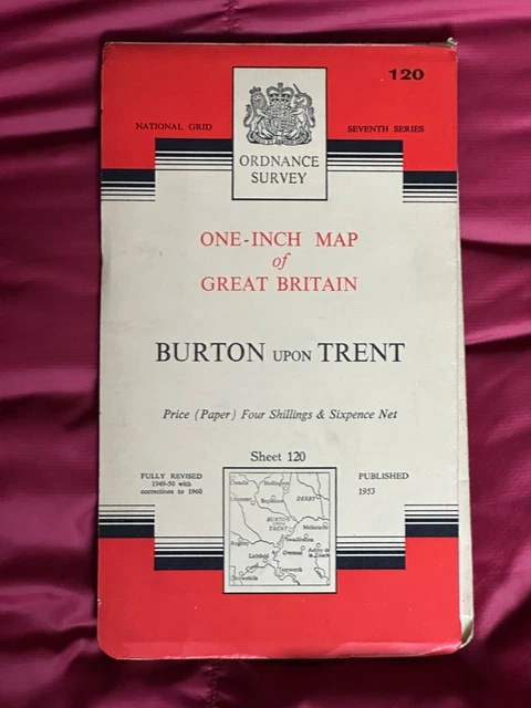 OS ORDNANCE SURVEY One Inch Paper Map, of Burton upon Trent, Sheet 120 ...