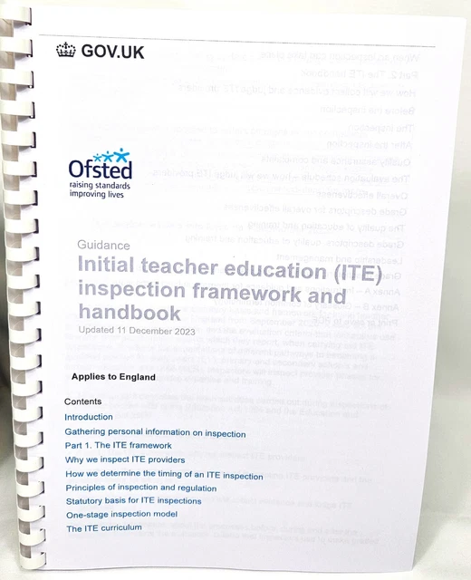 INITIAL TEACHER EDUCATION inspection framework and handbook Ofsted ...