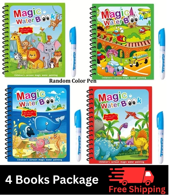 CHILDREN'S WATER MAGIC Painting Colouring Reusable Drawing Books with ...