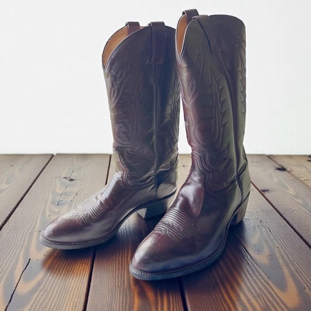 VTG TONY LAMA Men 9EE Genuine Leather Western Cowboy Boots Oxblood ...