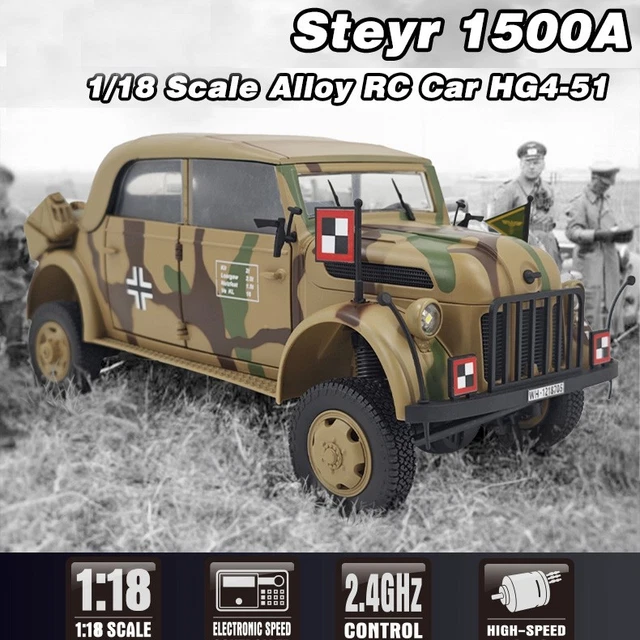 1:18 GERMAN STEYR 1500A RC Command Military Vehicle Brushed Motor Smoke ...