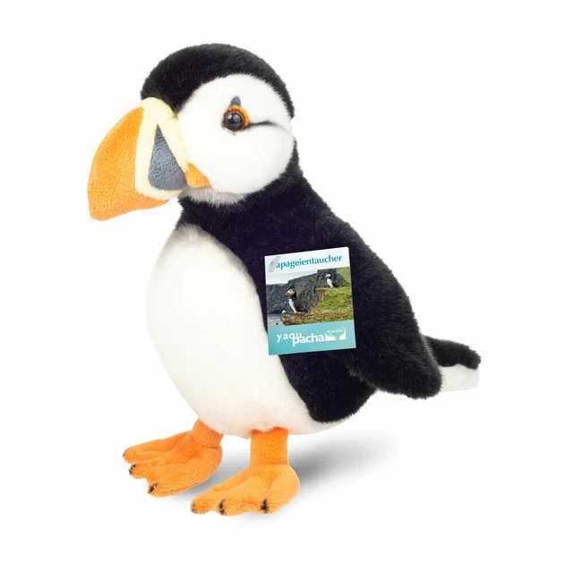 TEDDY HERMANN PUFFIN cuddly toy stuffed animal plush black white 23 cm ...