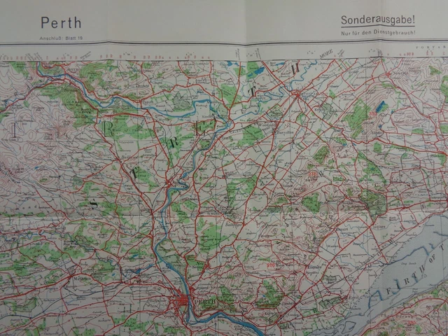 WW2 GERMAN INVASION MAP of "PERTH" + DUNDEE, STIRLING, ALLOA, CRIEFF ...