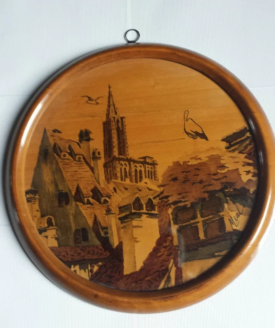 TRÈS BELLE PYROGRAVURE signée MEAL - Cathédrale de Strasbourg - Nid de ...