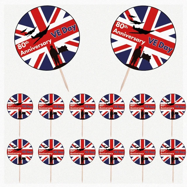 VE DAY 80TH Anniversary Party Food & Cake Toppers Picks Decorations ...