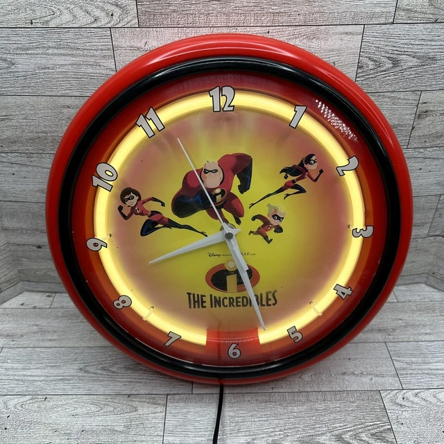 DISNEY PIXAR THE Incredibles Red Neon Clock Characters Light Up £26.36 ...