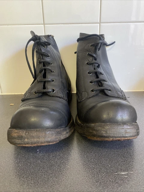 VINTAGE 1967 AUSTRALIAN Army Black Leather Parade Boots Military Sz8 ...