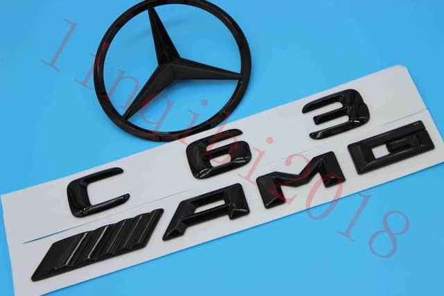 3D GLOSS BLACK C63 AMG Trunk Logo Sticker Decal Emblem Badge Package ...