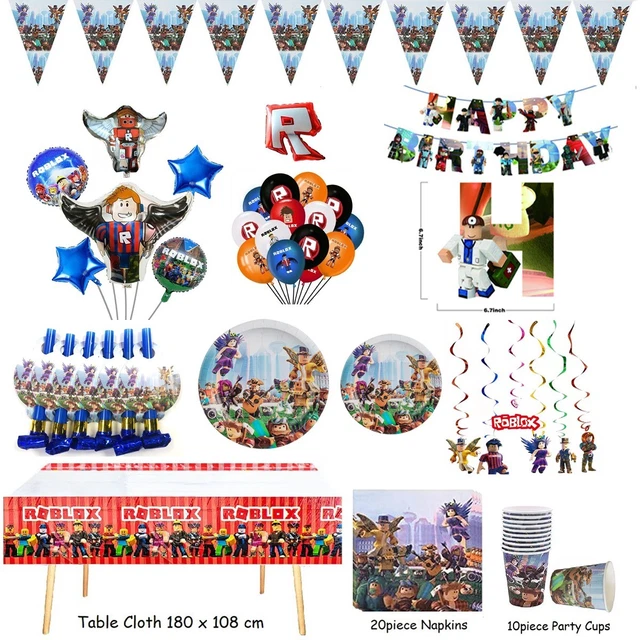 ROBLOX PARTY SET Plate banner Cups Latex balloons Kids Birthday Party ...