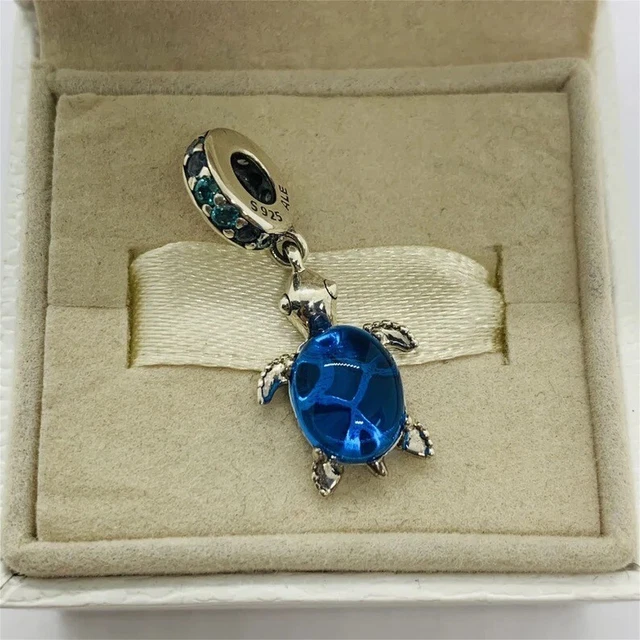 PANDORA BLUE MURANO Glass Sea Turtle Dangle Charm S925 ALE £19.99 ...