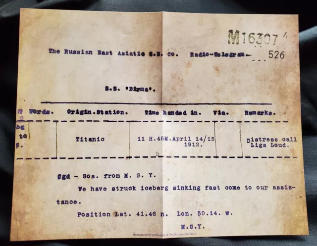 TITANIC NOTRUF TELEGRAMM Schiff historisch Vintage antike Katastrophe ...