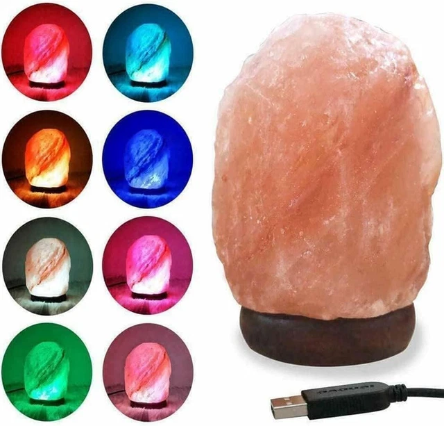 SALT LAMP NATURAL Himalayan Crystal 7 Colors Changing Natural Salt Lamp ...