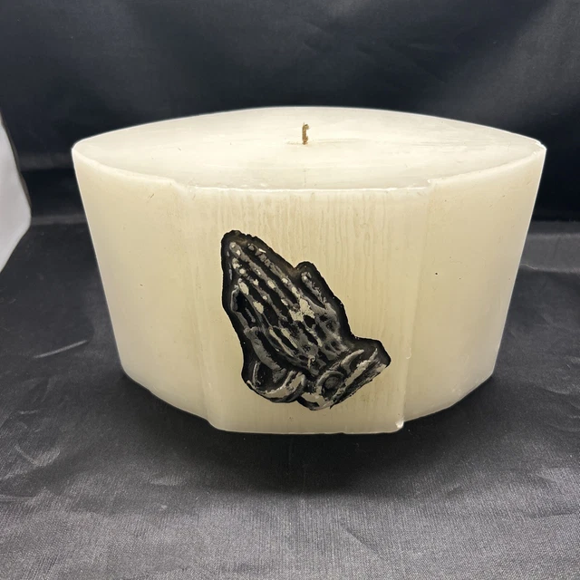 VINTAGE LAST SUPPER Praying Hands Candle Jesus Religious White Pewter ...