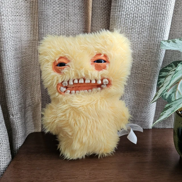 FUGGLER MR BUTTONS Yellow Fluffy Funny Ugly Monster Plush 9" Spinmaster ...