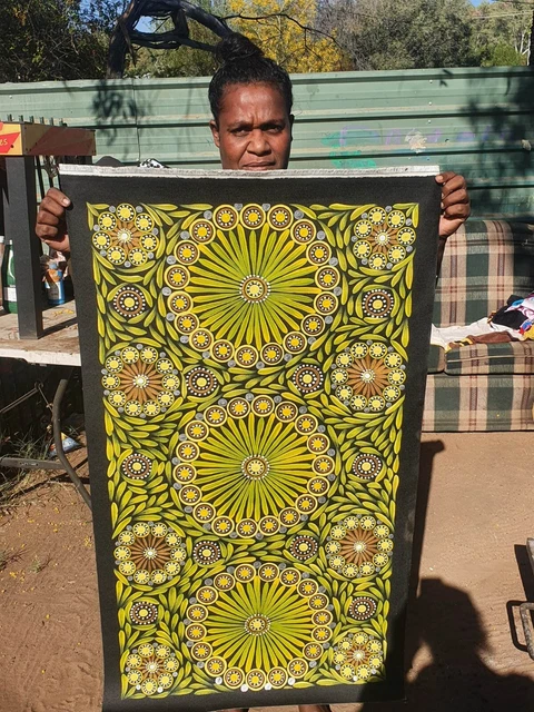 DALLVINA RODERICK ABORIGINAL Artist Painting BUSH MEDICINE SEEDS FLOWER ...