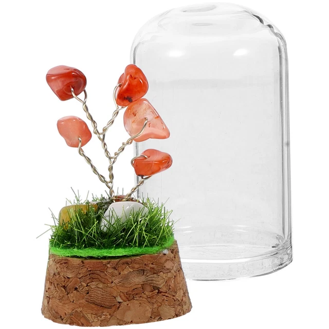 MINI CRYSTAL TREE w/ Glass Cloche Dome Terrarium for Home/Office Decor ...