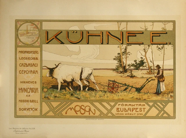 ORIGINAL VINTAGE MAITRE De L'Affiche Pl 208 Kuhnee Farm Von Basch 1900 ...