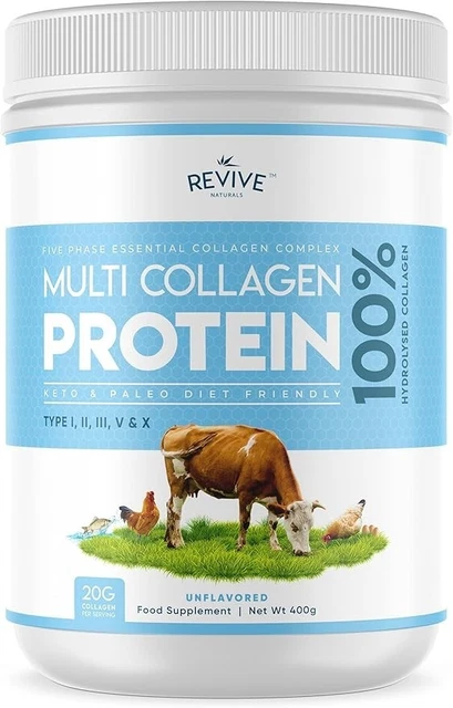 MULTI COLLAGEN PROTEIN Powder 400g - Types I, II, III, V & X - Hydrolyzed Grass £25.24 - PicClick UK