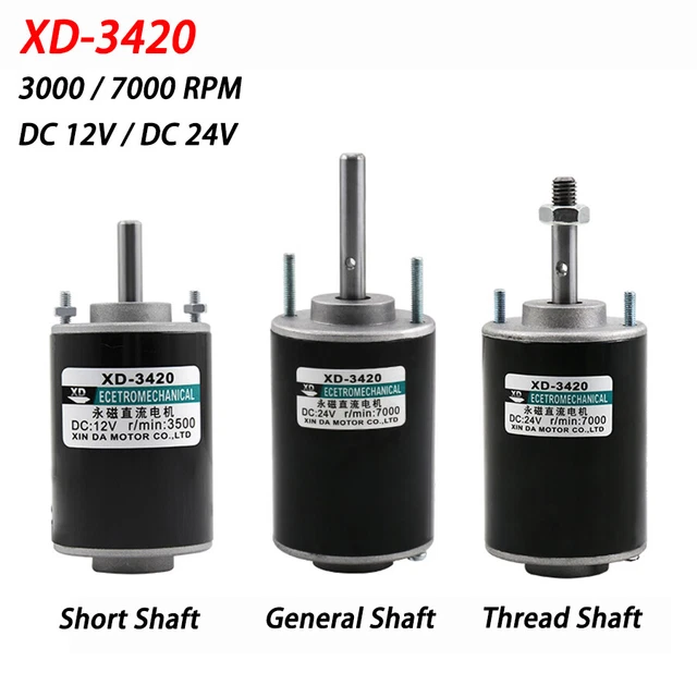 30W 12V 24V DC Electric Motor 3500 / 7000RPM High-Speed Silent Motor XD ...