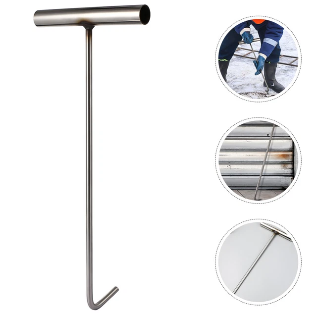 MULTI-USE STAINLESS STEEL Lifting Tool Portable T-shape Hook Manhole ...