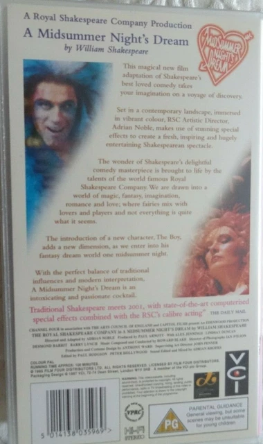 A MIDSUMMER NIGHT'S Dream VHS, RSC Production, Lindsay Duncan, Alex ...