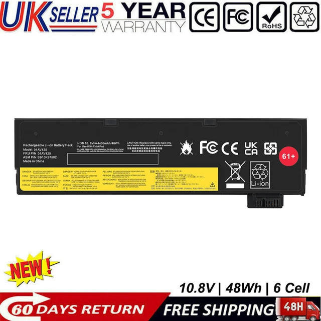 FOR LENOVO THINKPAD T470 T480 T570 T580 48WH 11.4V BATTERY 01AV427 ...